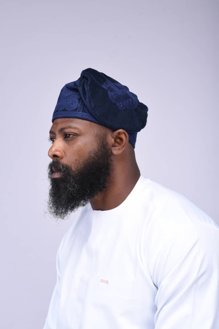 Navy Blue Velvet Ijebu Cap with matching embroidery – Kaftan Lagos