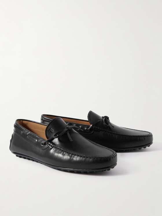 Black Leather String Driving Shoes – Kaftan Lagos